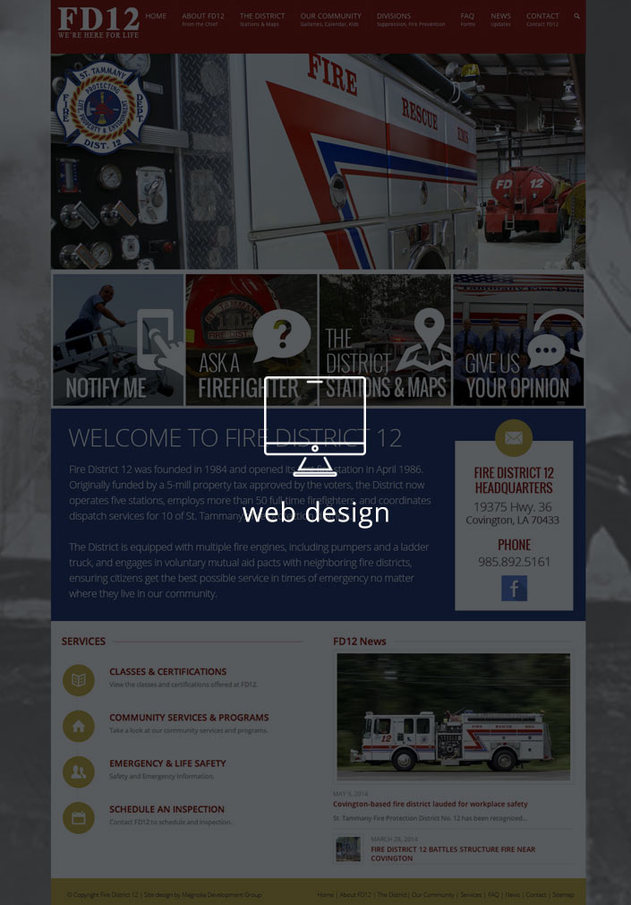 Fire District 12 Web Design by MDG | Covington, Louisiana